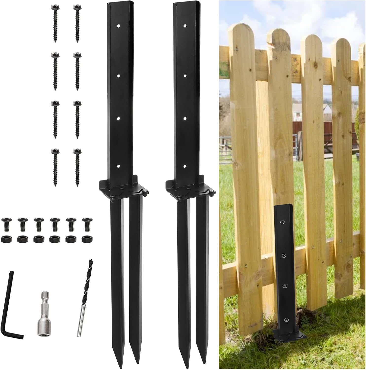 Amazon.com : TOPZEA 2 Pack Fence Post Repair Kit, Heavy Duty Steel ...