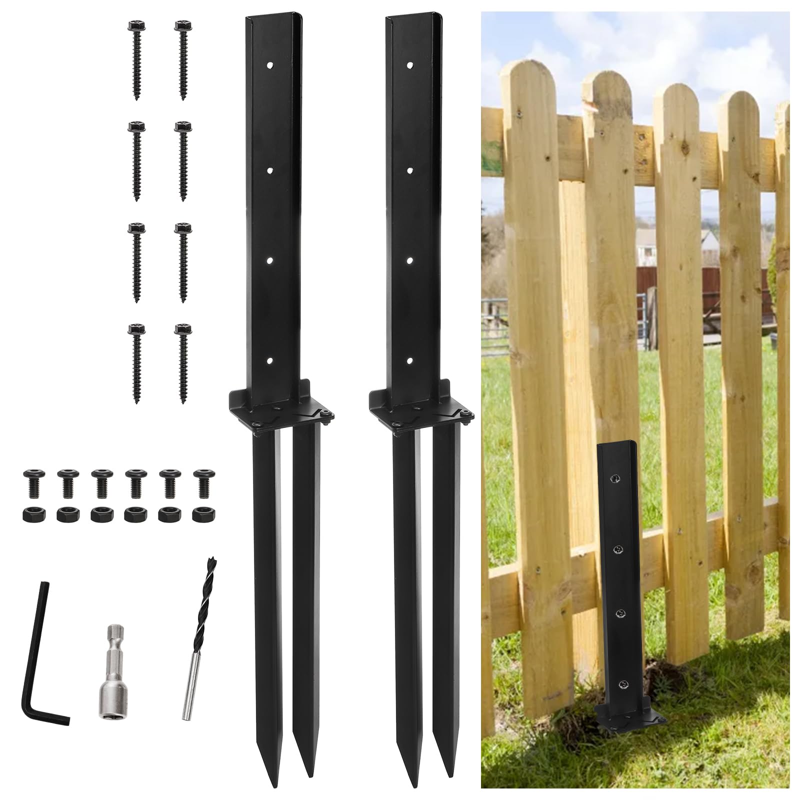 Snapklik.com : 2 Pack Fence Post Repair Kit, Heavy Duty Steel ...