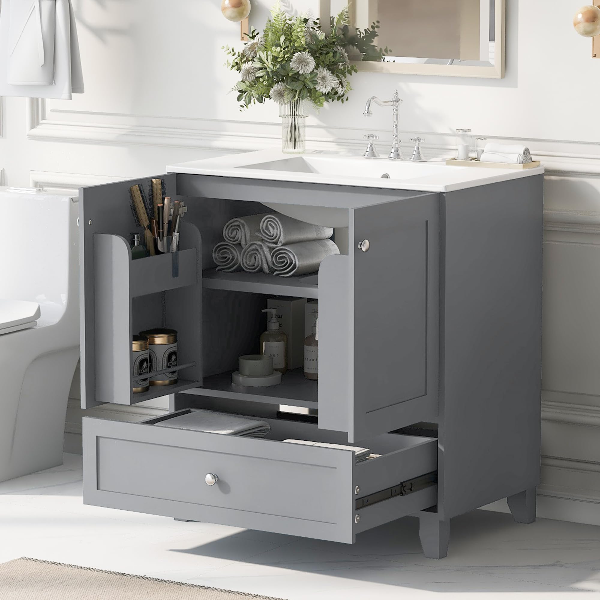 Amazon.com: Harper & Bright Designs 30" Bathroom Vanity with Sink, Free ...