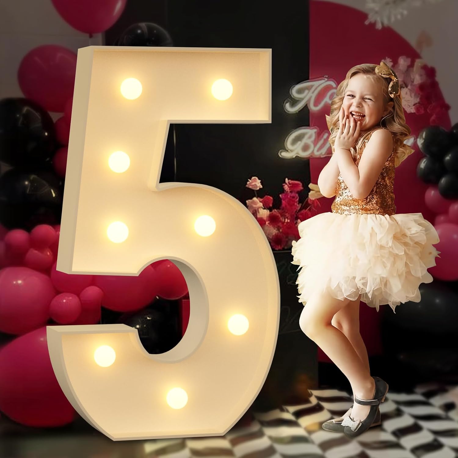 Amazon.com: Tongjoy Light up Numbers 5, 3FT Giant Marquee Numbers for ...