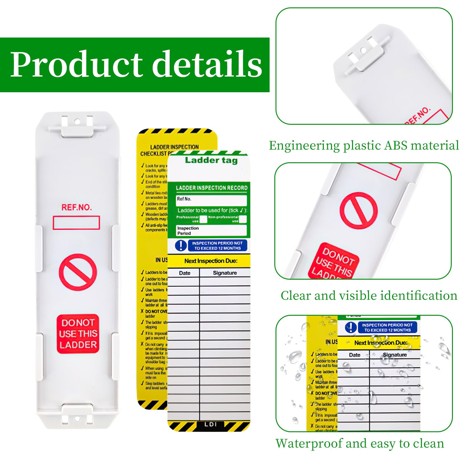 Ladder Tags-5 Holders and 5 Ladder Inspection Tags Inserts Waterproof ...