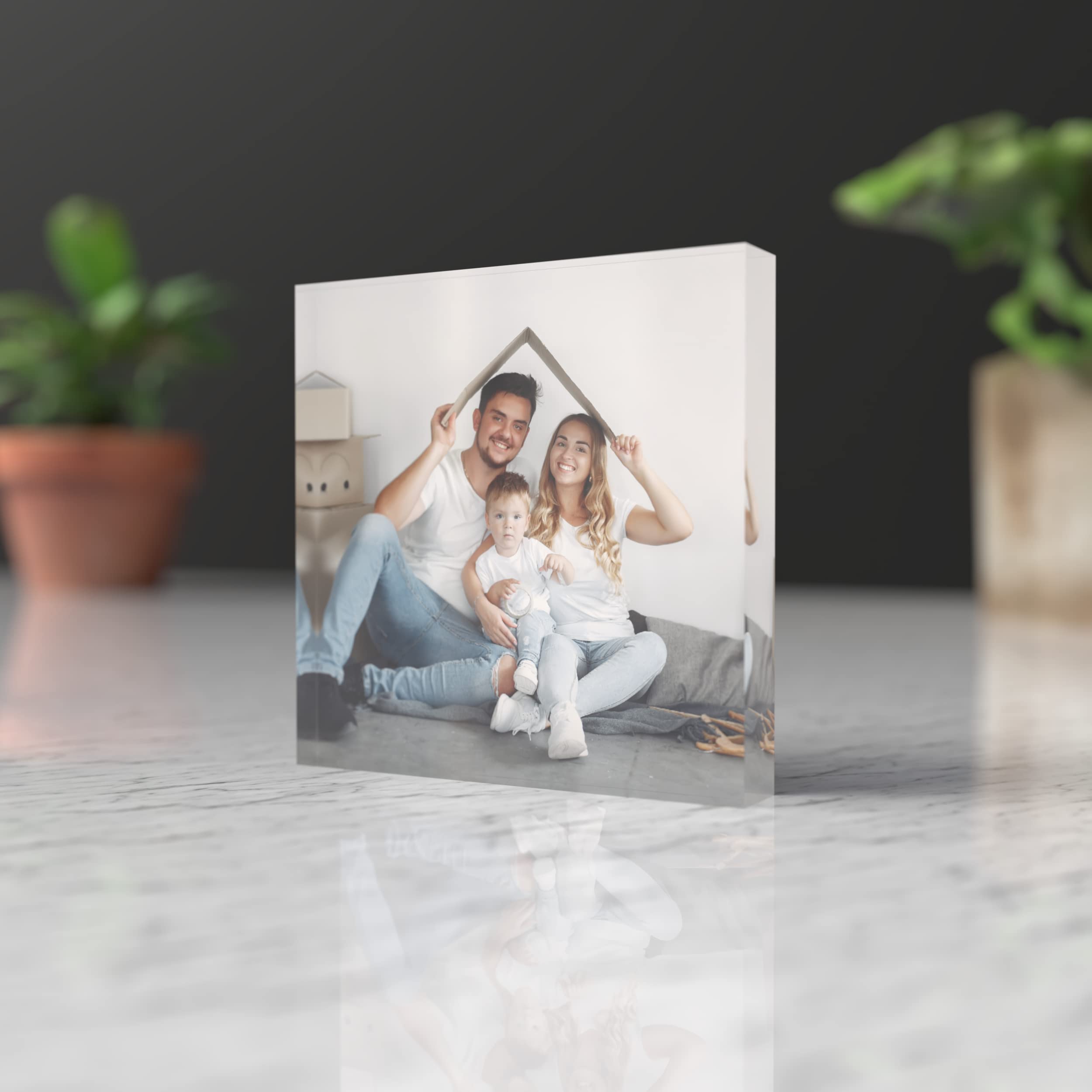 Personalised Custom Acrylic Square Photo Block, Freestanding Photo Gift ...