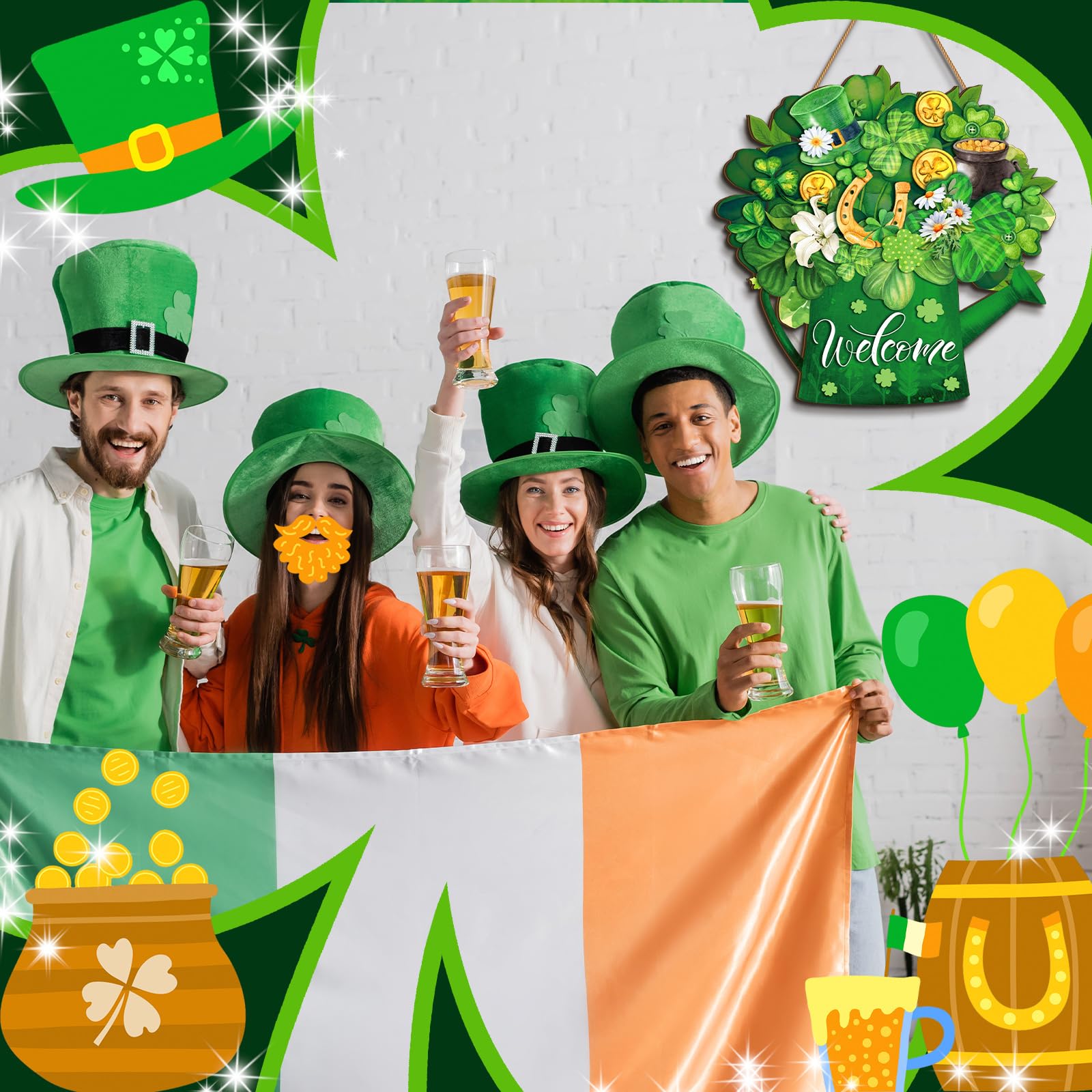 Snapklik.com : St. Patricks Day Welcome Door Sign Lucky Hanging Decor ...