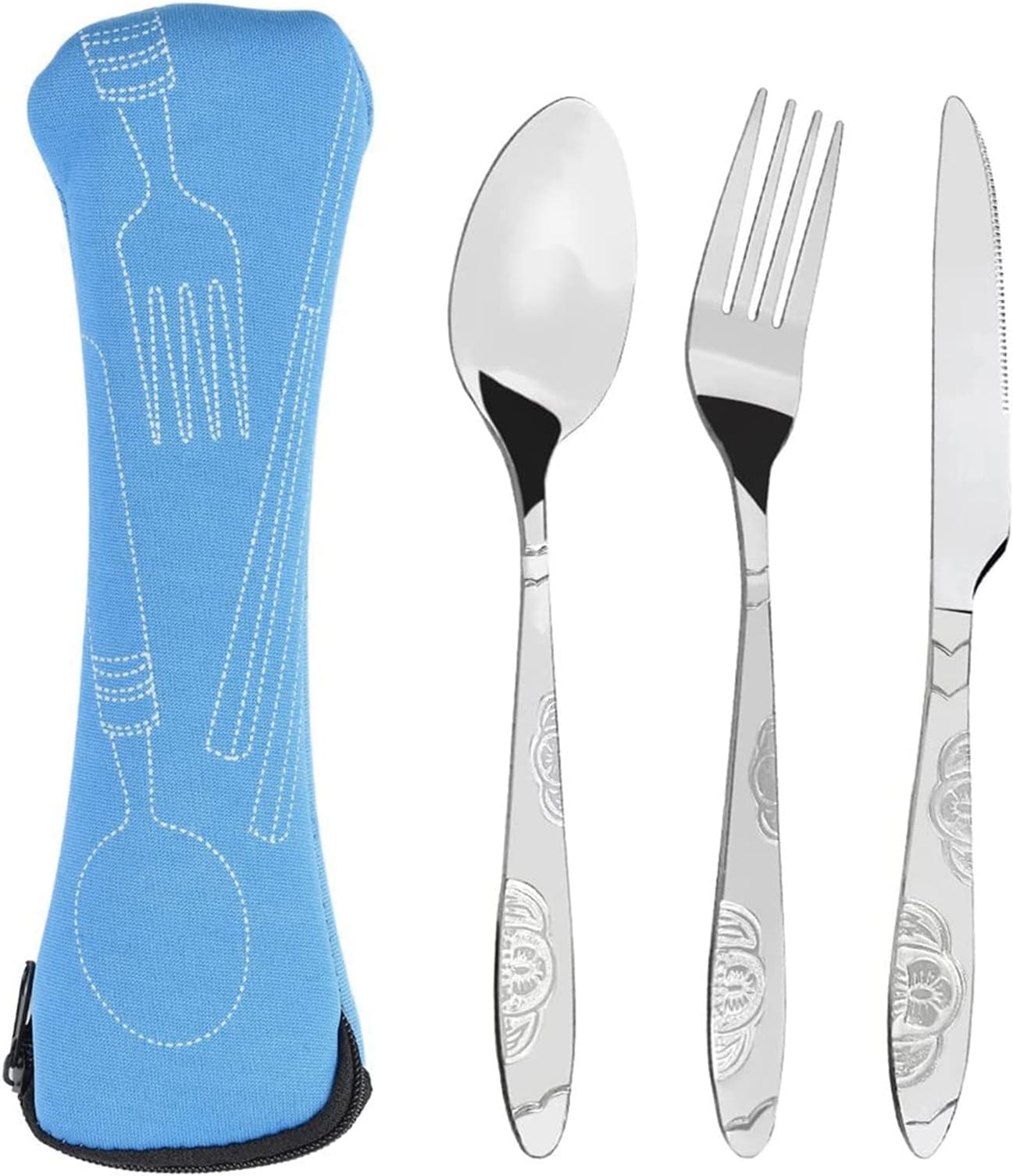 Travel Cutlery Set With Case for 1, Portable Stainless Steel Set for ...