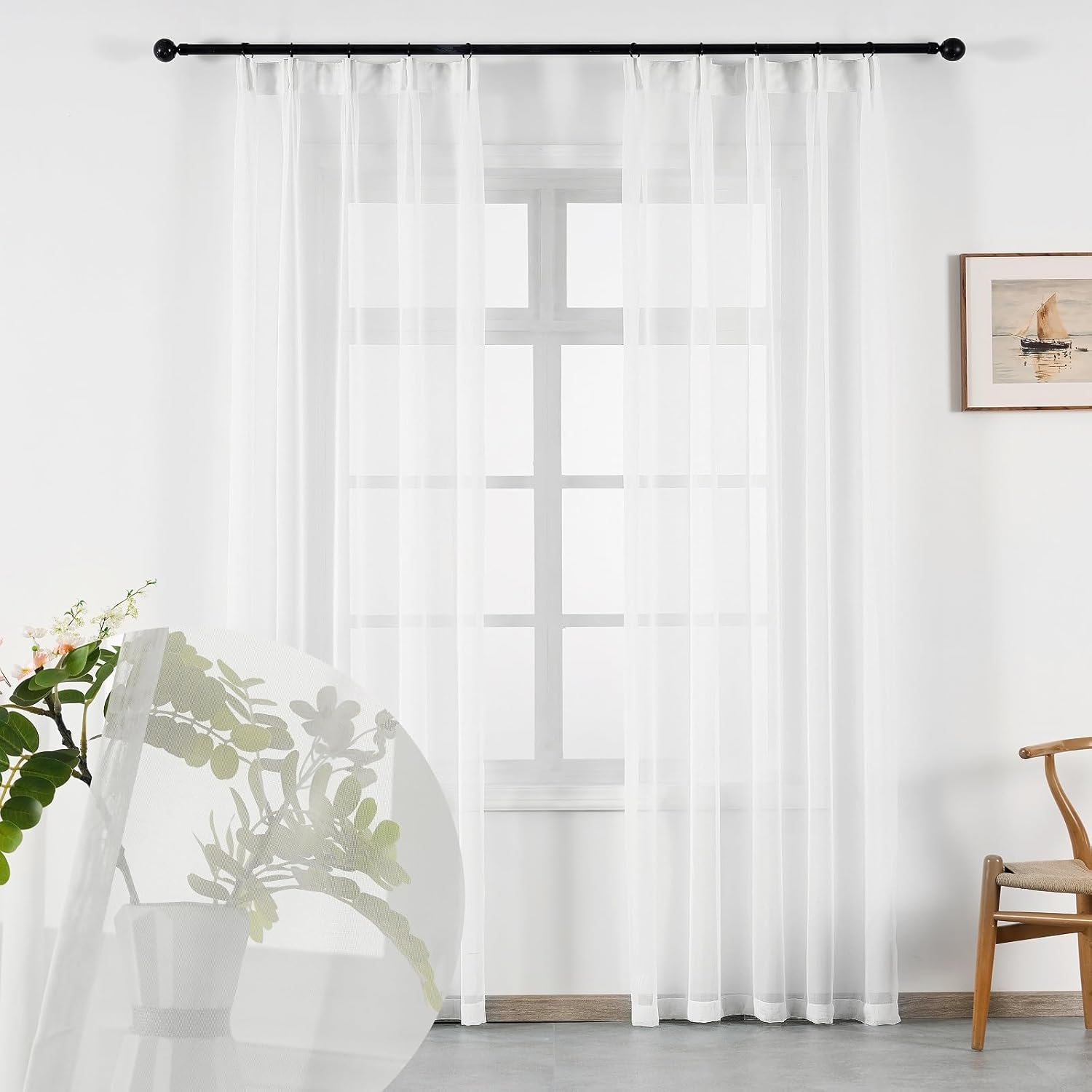 Amazon.com: Ftinala Sheer Curtains 92 Inches Long 2 Panels, Thin Tulle ...