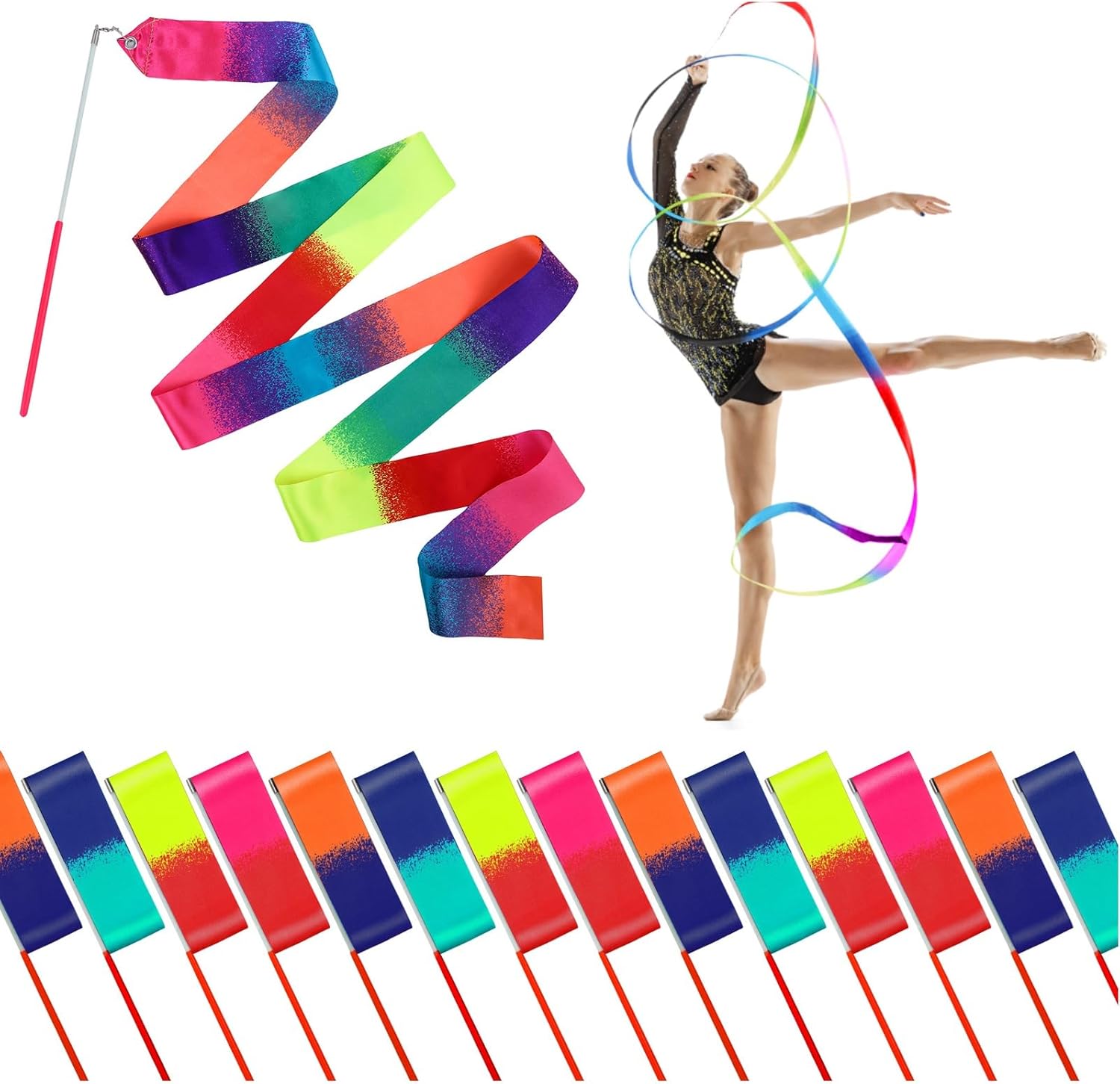 Amazon.com: HiUnicorn 14PCS Dance Ribbon for Kids Rainbow Party Favors ...