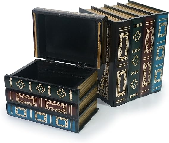 Amazon.com: DreamsEden Wooden Book Box Set of 2 - Vintage Decorative ...