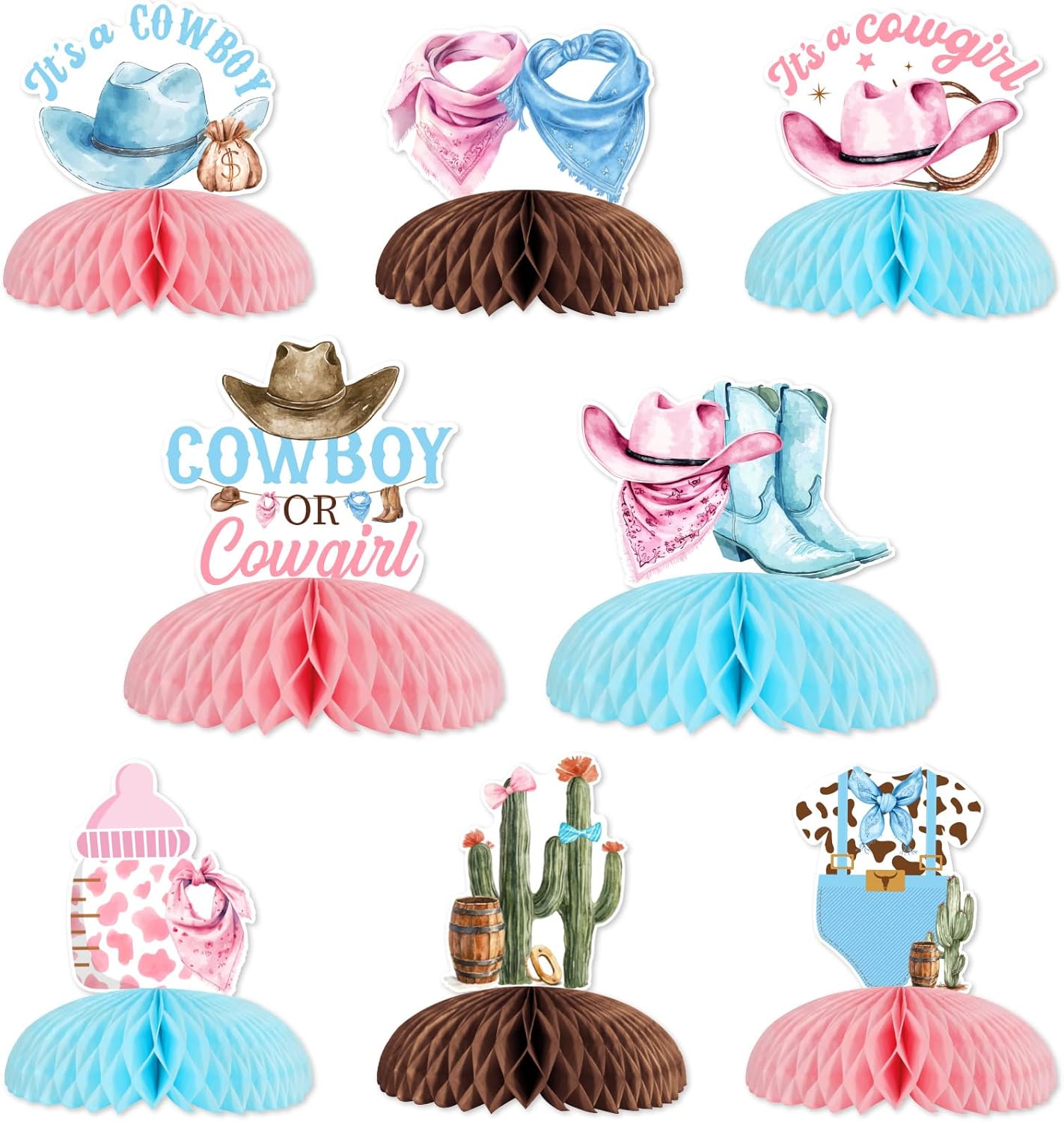 Amazon.com: Jollyboom Western Gender Reveal Decorations, 8pcs Cowboy or ...