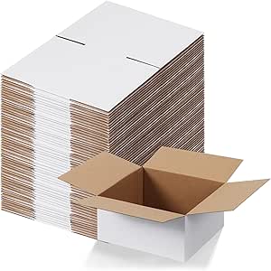 EYMPEU 40 Cardboard Boxes 8x8x4 inch (20.4x20.4x10.2cm) White Shipping ...