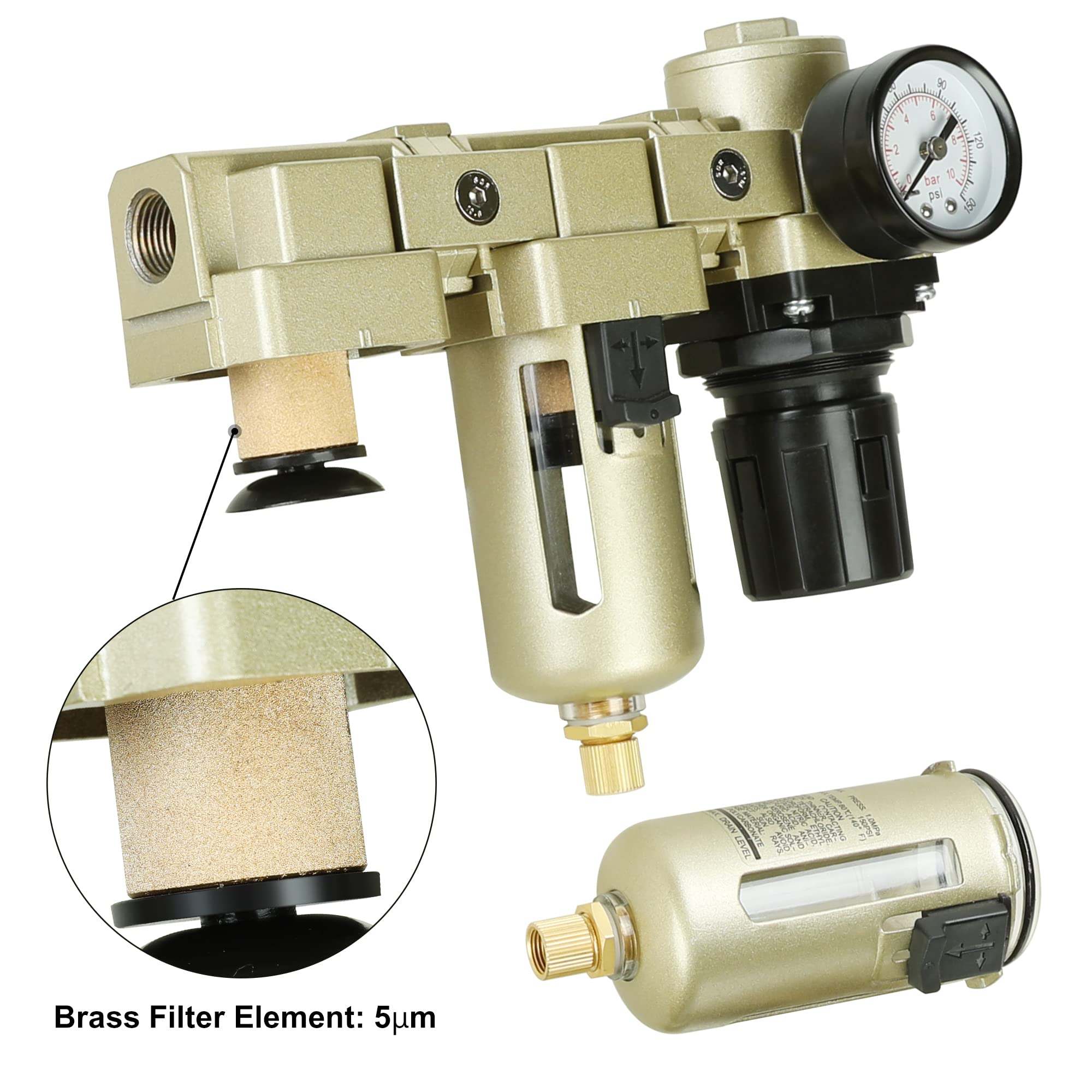 Snapklik.com : Hromee 3/8 Inch Compressed Filter Regulator Combo, Air ...