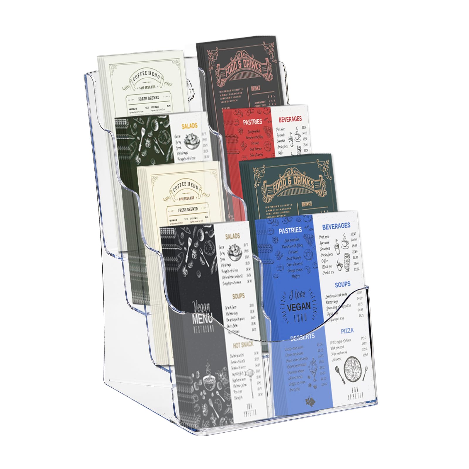 Suwimut Acrylic Brochure Holder 8.5x11 Inch, 4 Tier Clear Literature ...