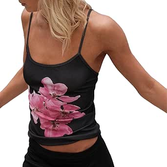 Y2k Women Floral Tank Tops Sexy Graphic Backless Sleeveless Cami ...