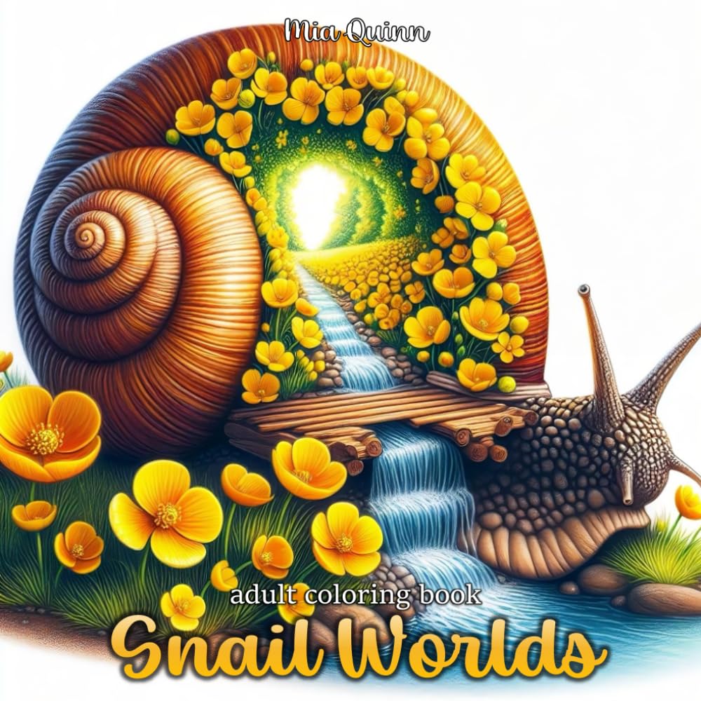 Amazon.com: Snail Worlds Coloring Book for Adults: 45 Grayscale ...