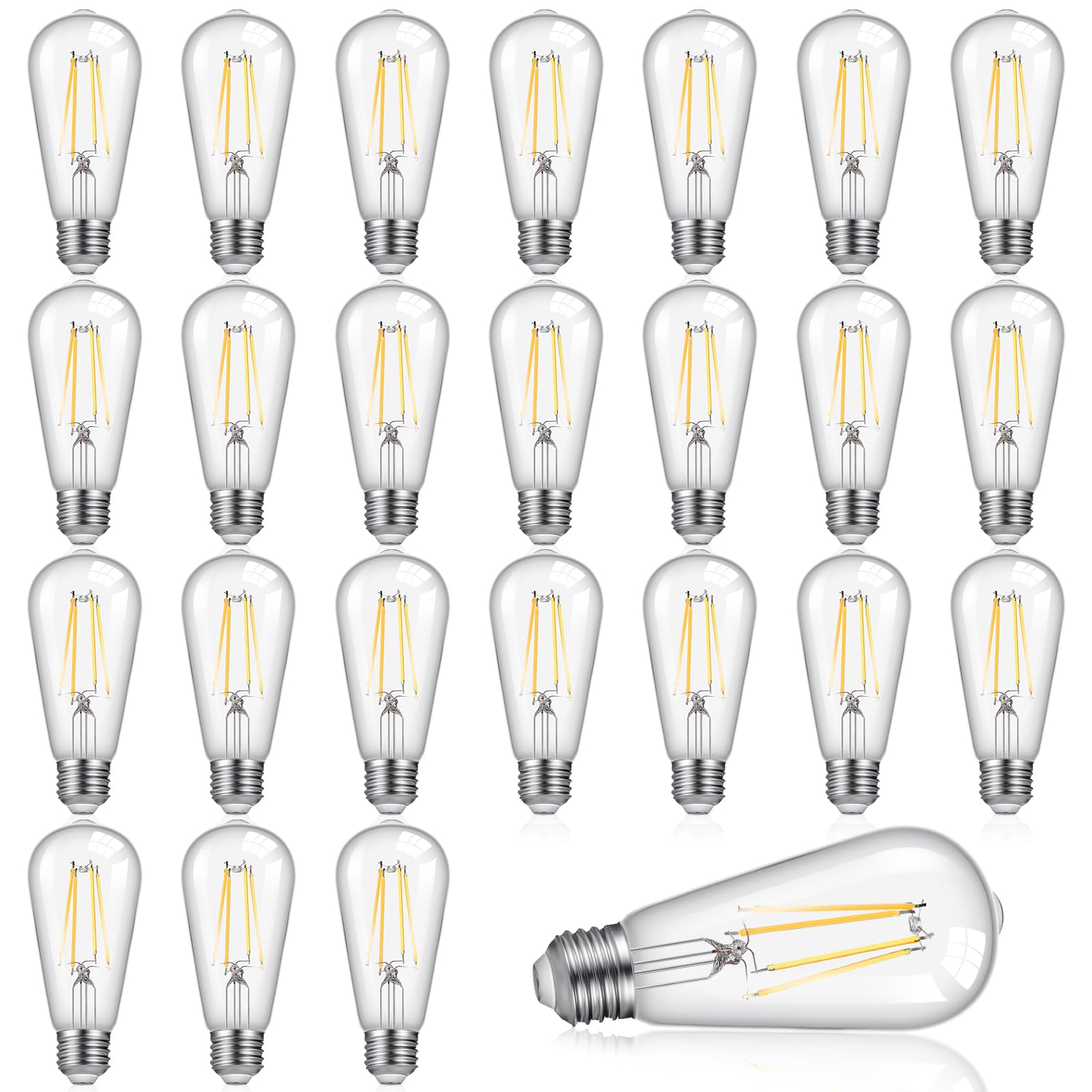 Kittmip 24 Pack Vintage LED Bulbs ST58 Antique LED Filament Bulb E26 ...