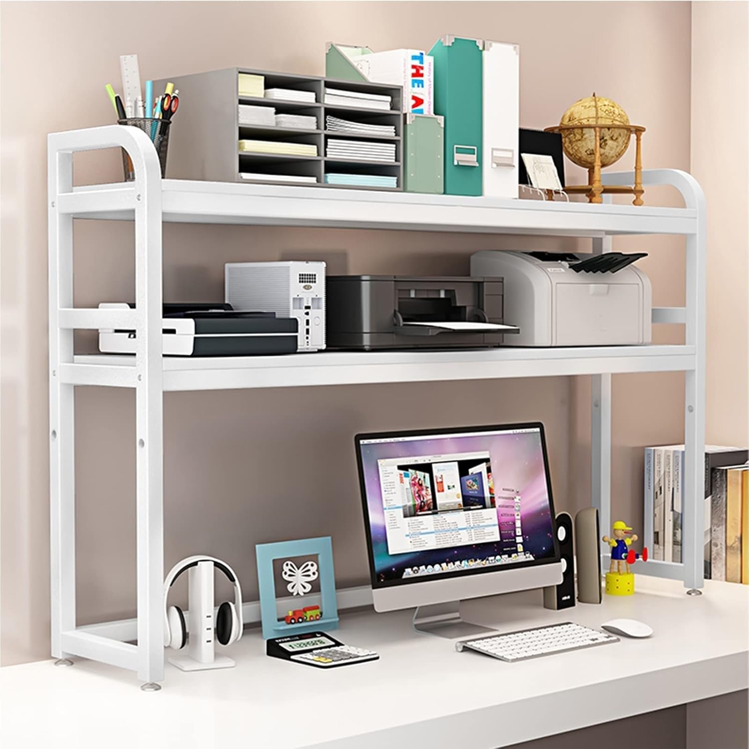 Amazon.com: Desktop Bookshelf Organizer - Desk Shelf Stand, 2 Tier ...