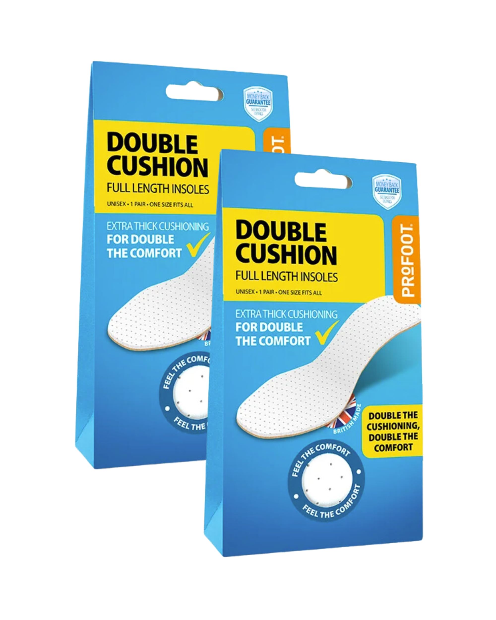 Profoot Double Cushion Insoles - Full Length Insoles - Unisex - Extra ...