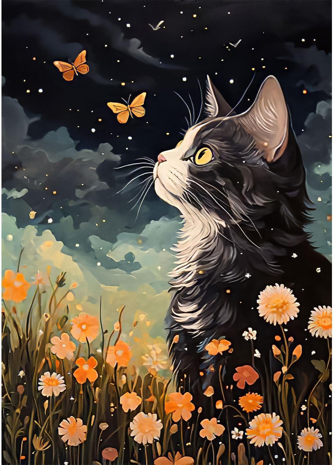 RICUVED Black Cat Diamond Art Kits for Adults Beginner,5D Diamond ...