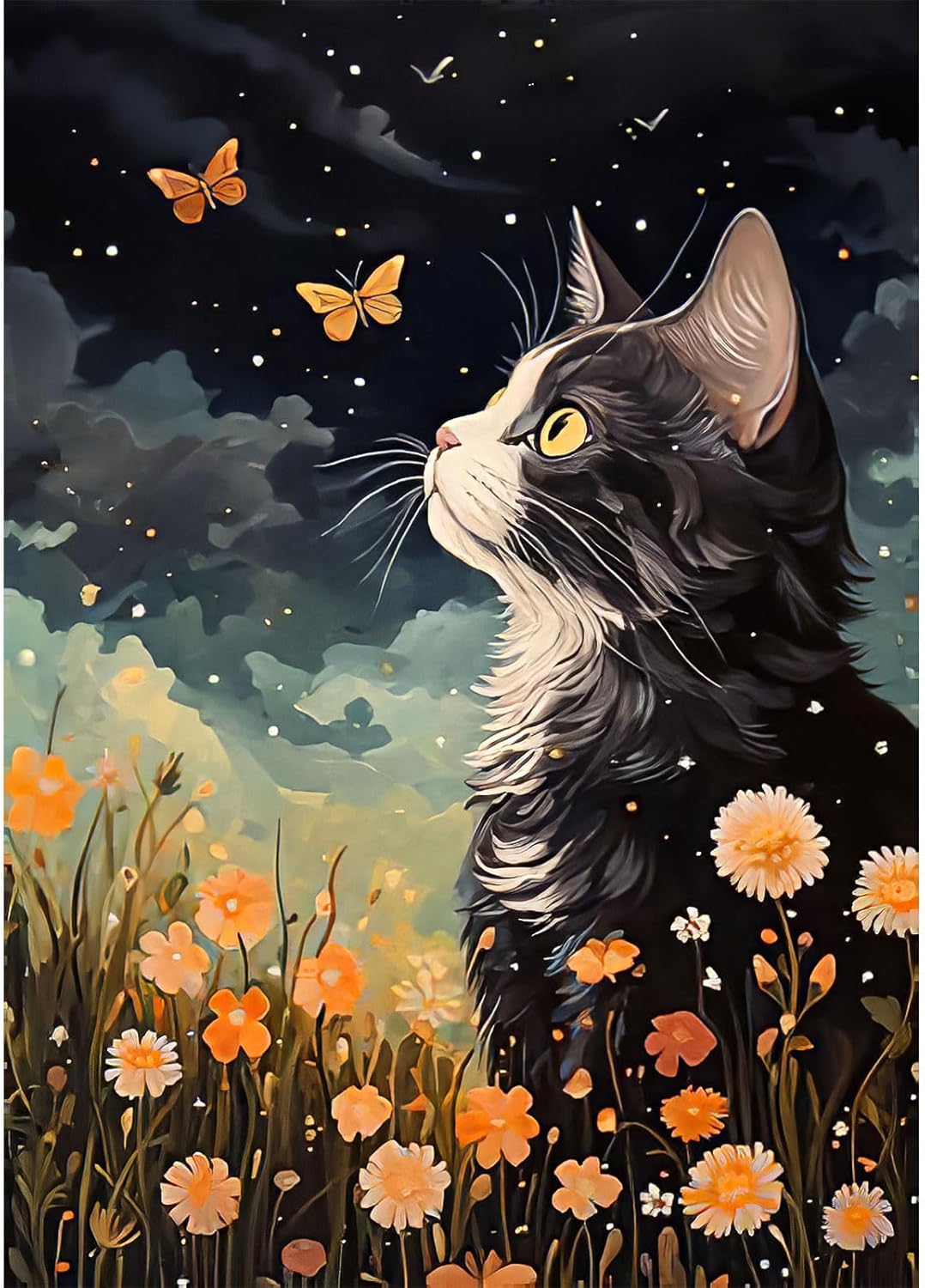 RICUVED Black Cat Diamond Art Kits for Adults Beginner,5D Diamond ...