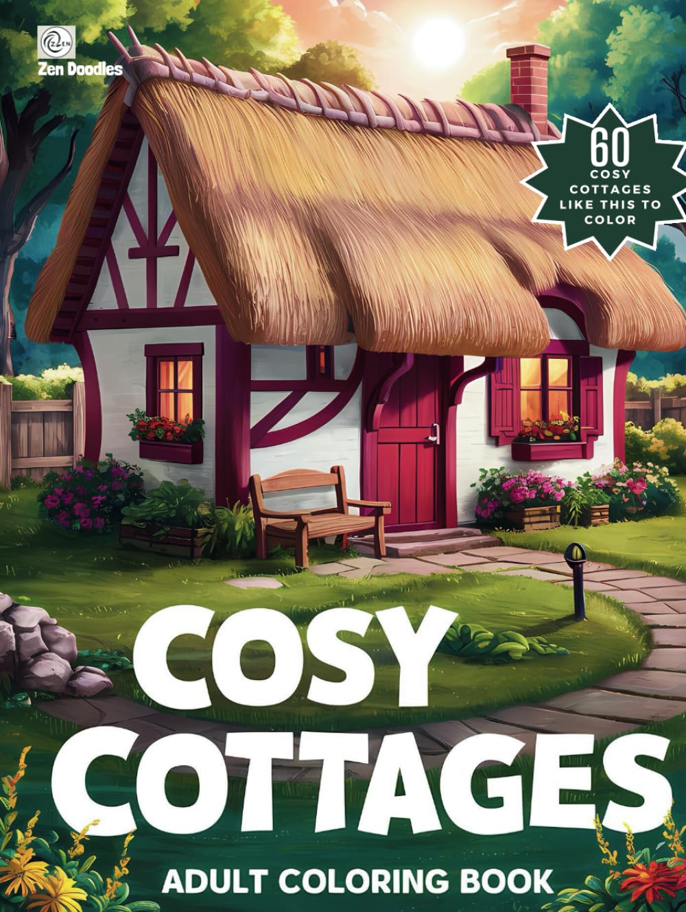 Cosy Cottages Adult Coloring Book: Cute and Cosy Cottage Drawings for ...