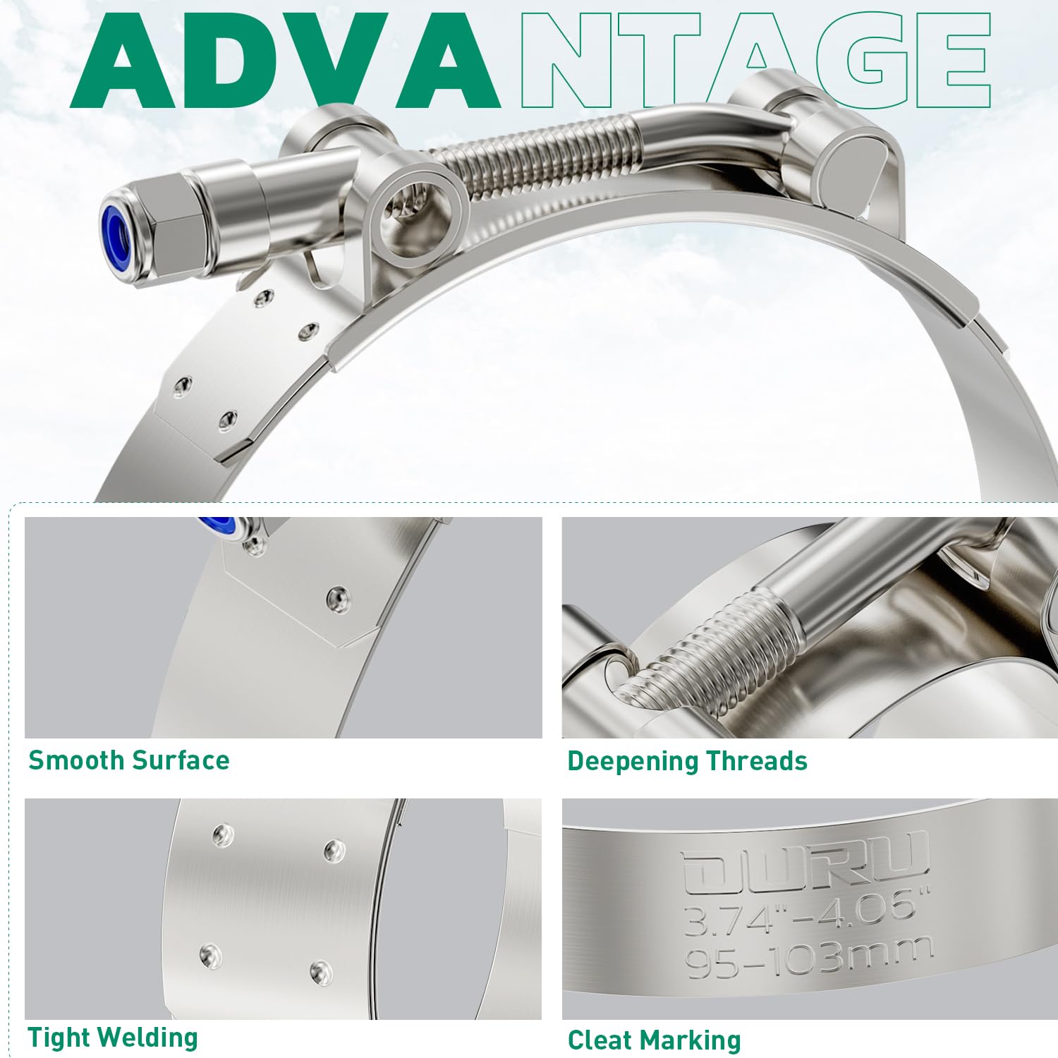 Snapklik.com : 12Pack 1 Inch T Bolt Hose Clamp,304 Stainless Steel ...