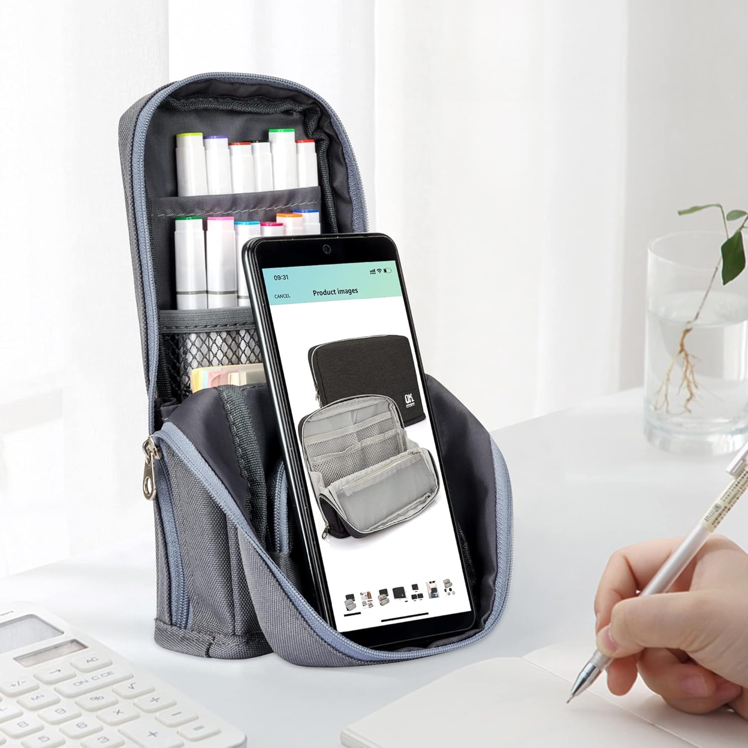 Uquelic Standing Pencil Case , Large Storage Pouch Pen Case, Handheld ...