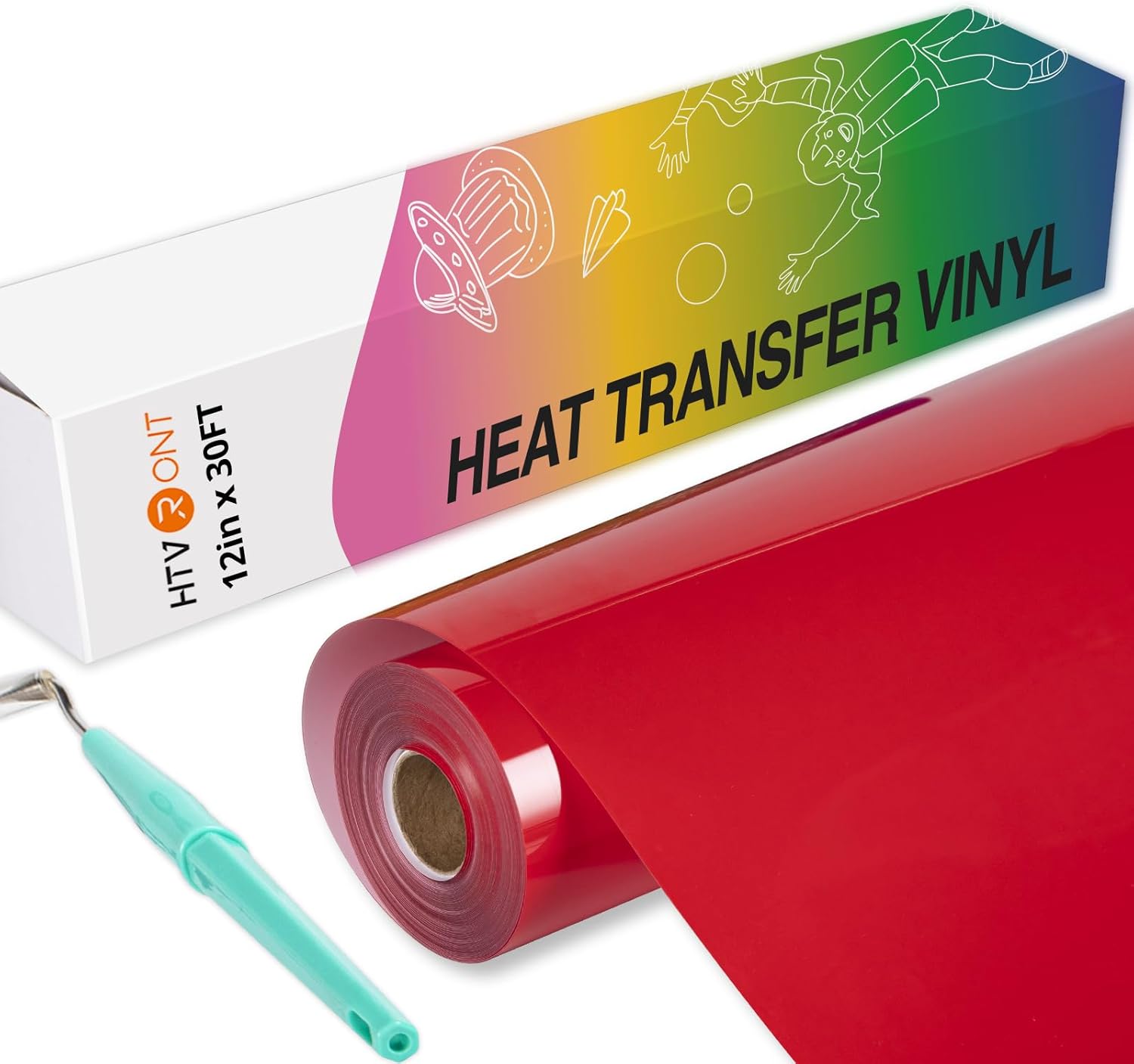 Amazon.com: HTVRONT Red Heat Transfer Vinyl - 12" x 30ft Red HTV Vinyl ...