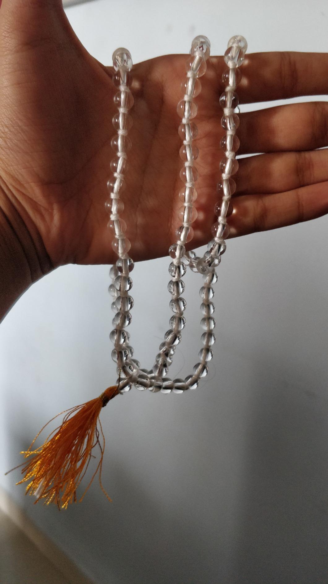 Zonarwood Clear Sphatik Mala Original & Certified Rock Quartz Rosary ...