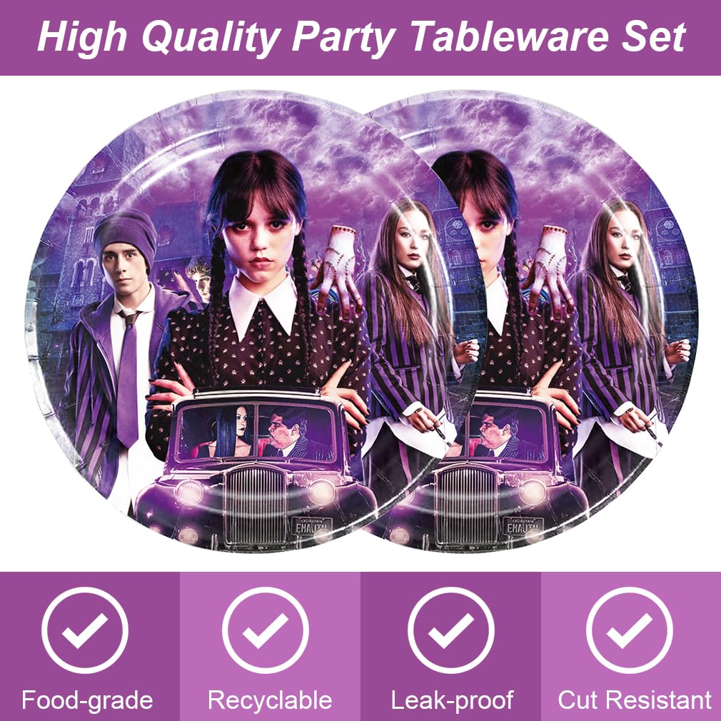 40 Pcs Wednesday Addams Party Supplies, Including 20 Plates and 20 ...