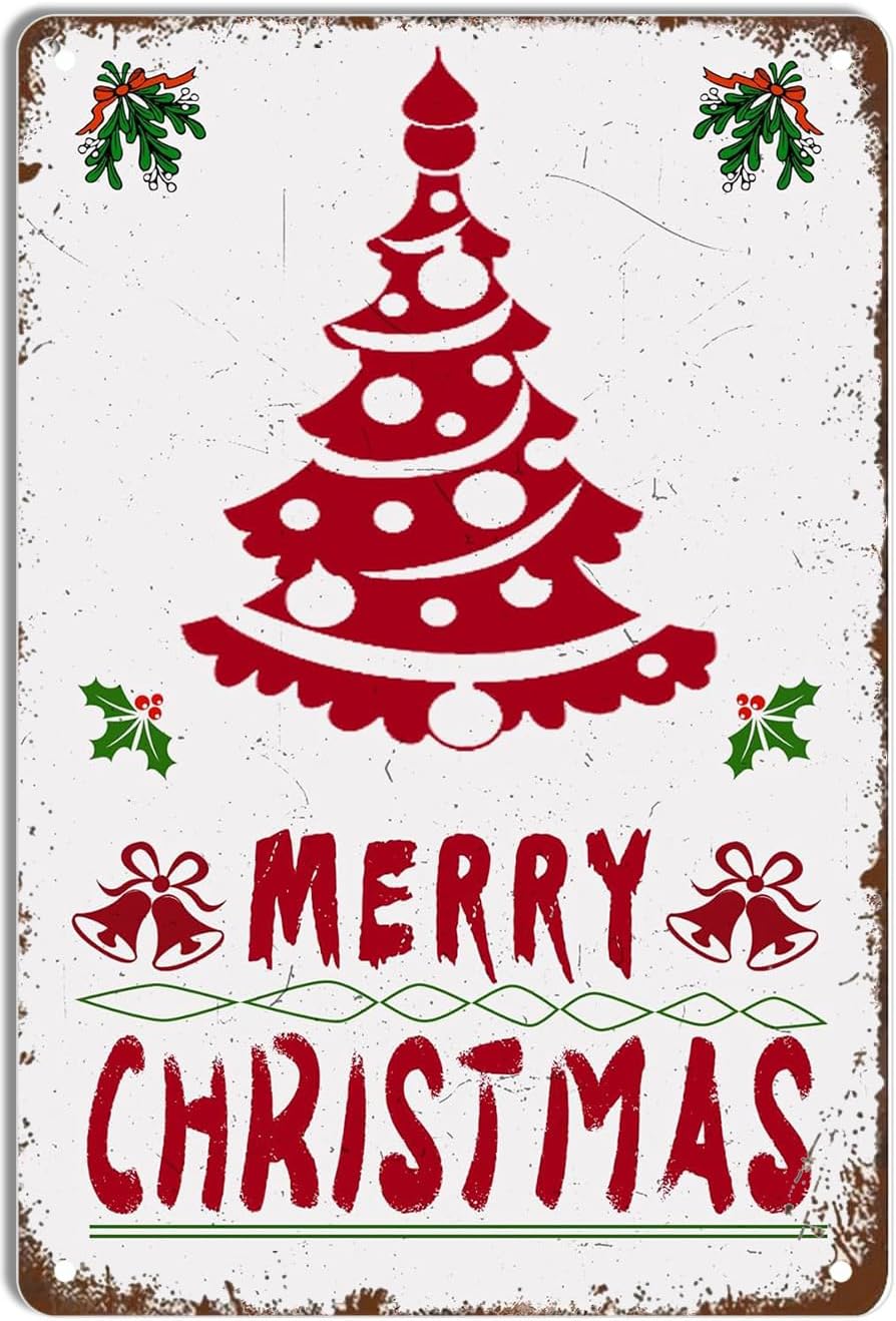 Amazon.com: RUUHUYSA Christmas Vintage Metal Tin Sign Christmas Wishes ...