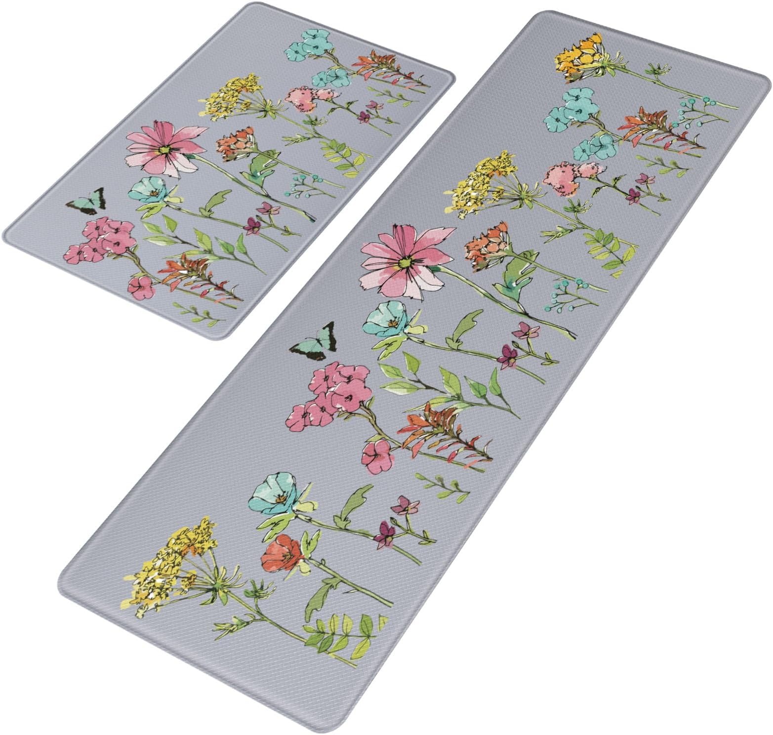 Amazon.com: ASPMIZ Floral Kitchen Rugs Sets of 2, Spring Flowers ...