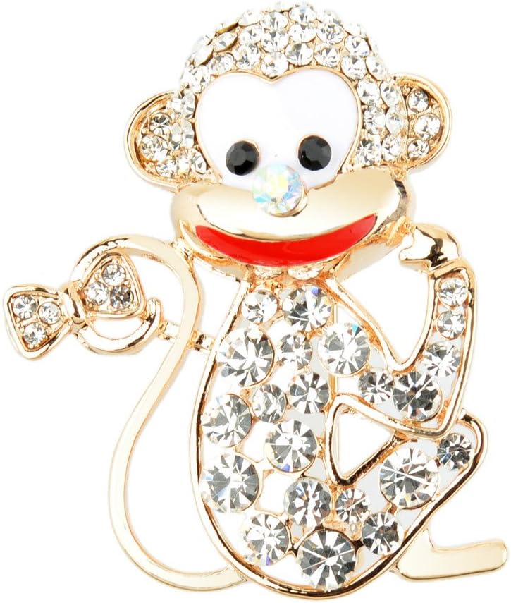 Amazon.com: Prestep Smile Monkey Rhinestone Brooch: Clothing, Shoes ...