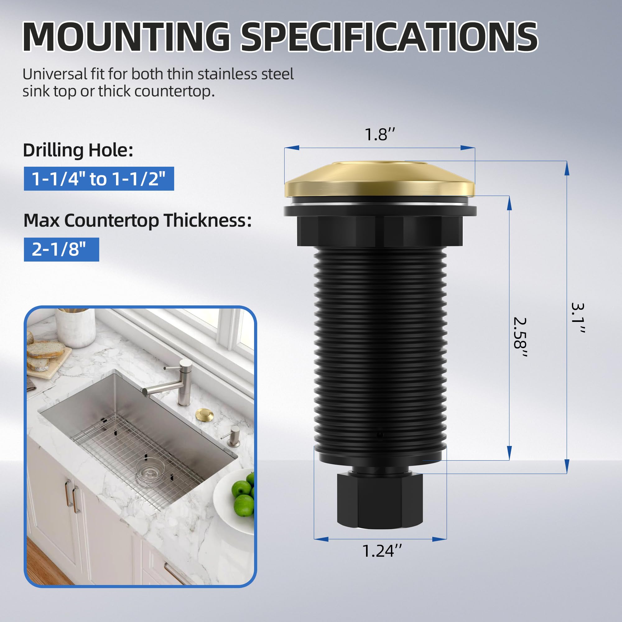 Snapklik.com : RVMARINEPAT Air Switch Kit For Garbage Disposal Brushed ...