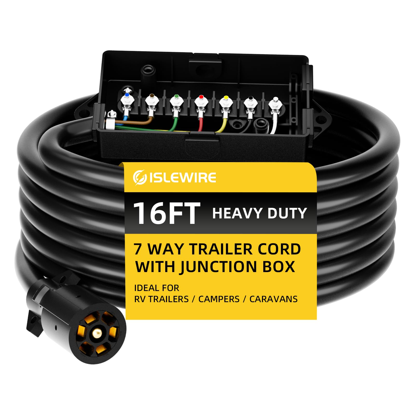 Amazon.com: islewire 7 Way Plug Inline Trailer Cord with 7 Gang ...