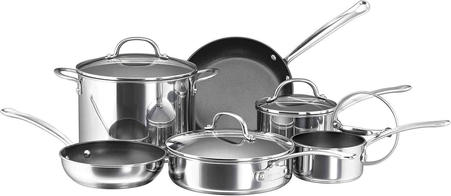 Amazon.com: Farberware Millennium Stainless Steel Nonstick Cookware Set ...