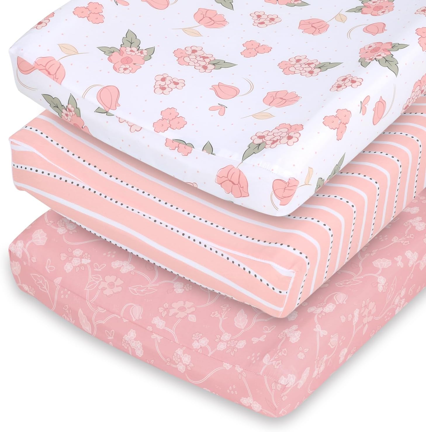 Amazon.com: The Peanutshell Baby Girl Changing Pad Covers Set of 3 ...