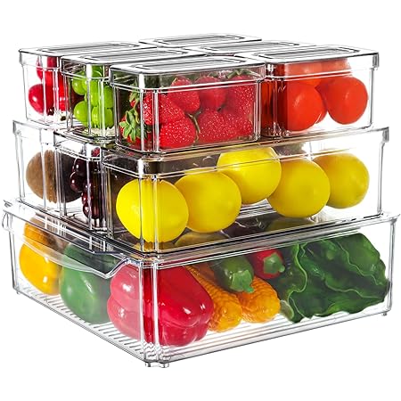 Amazon.com: 10 Pack Refrigerator Pantry Organizer Bins, Stackable ...