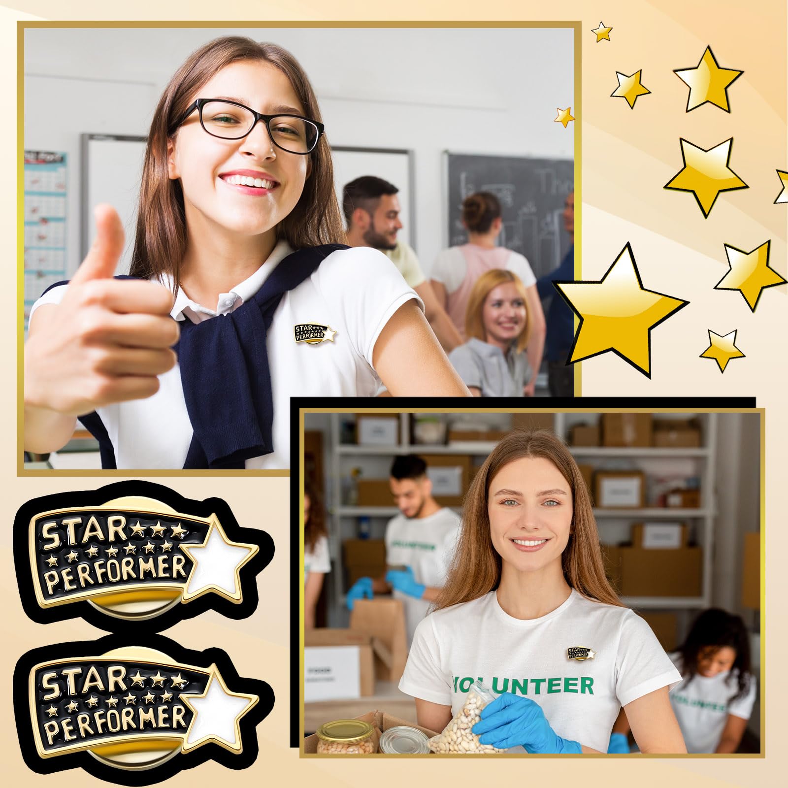 Snapklik.com : 50 Awards Gifts Star Performer Lapel Pins Employee Of ...