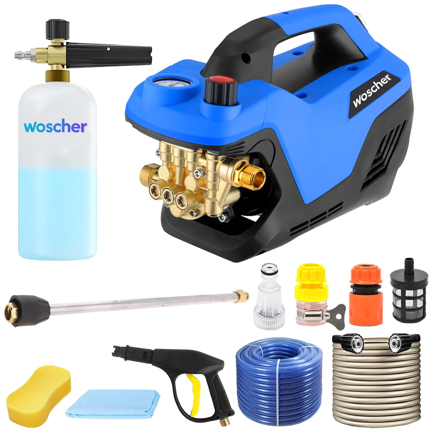 Woscher 969 High Pressure Washer 100% Copper Motor 240 Bars, 2400 Watts ...