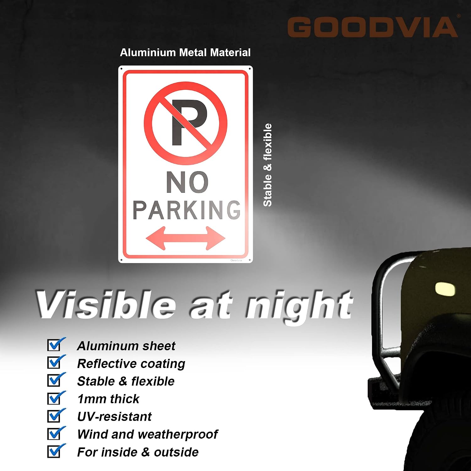 Goodvia Large No Parking Signs Metal Reflective 17.3 x 11.8 Inches No ...