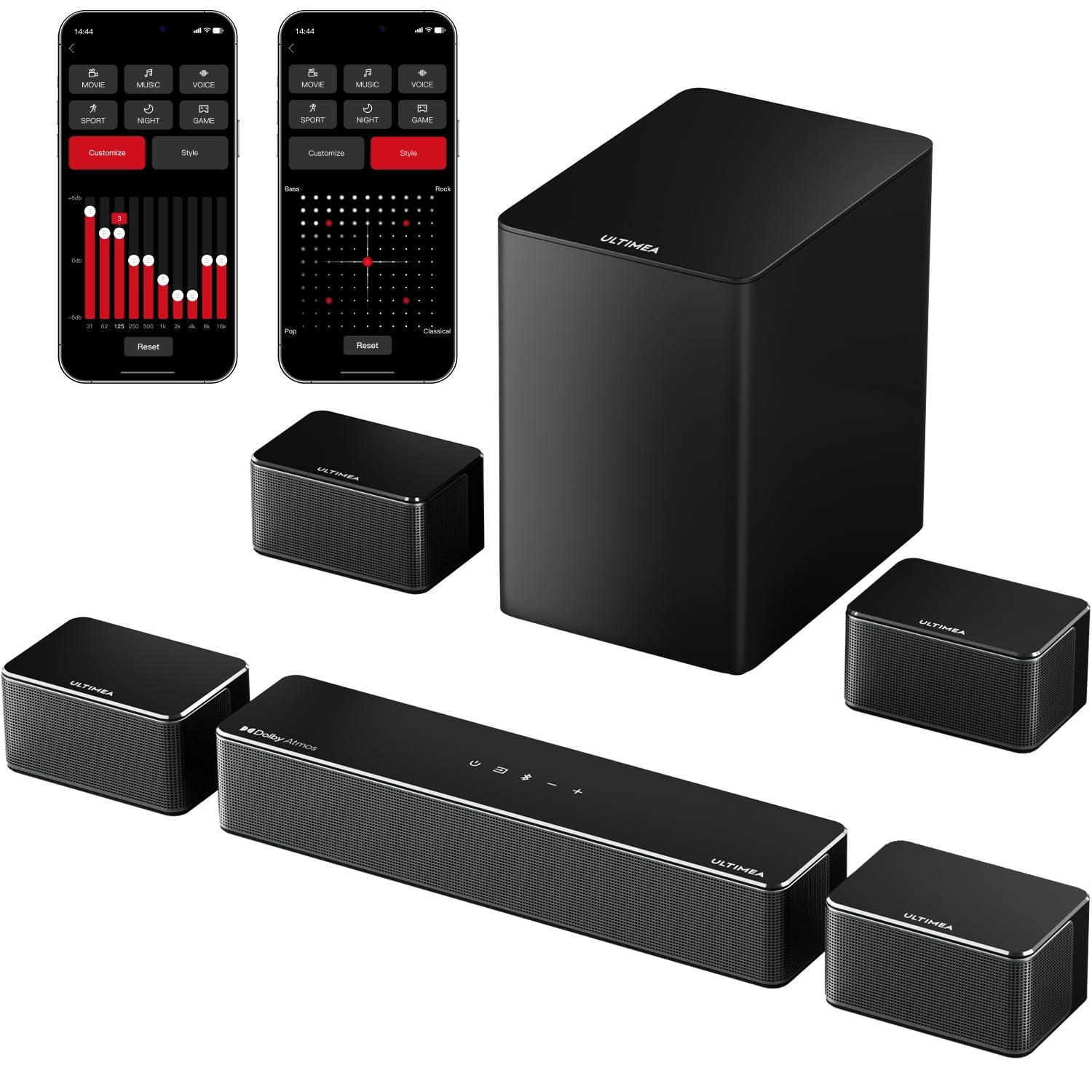 ULTIMEA 7.1Ch Sound Bar for TV with Dolby Atmos, APP Control, Soundbar ...