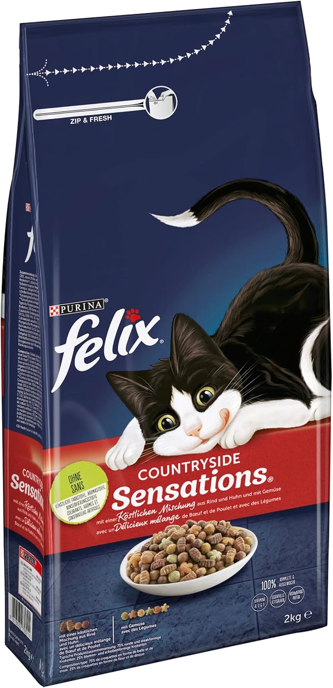 Felix Countryside Sensations Torrfoder för Vuxna Katter, Paket med 6 x ...