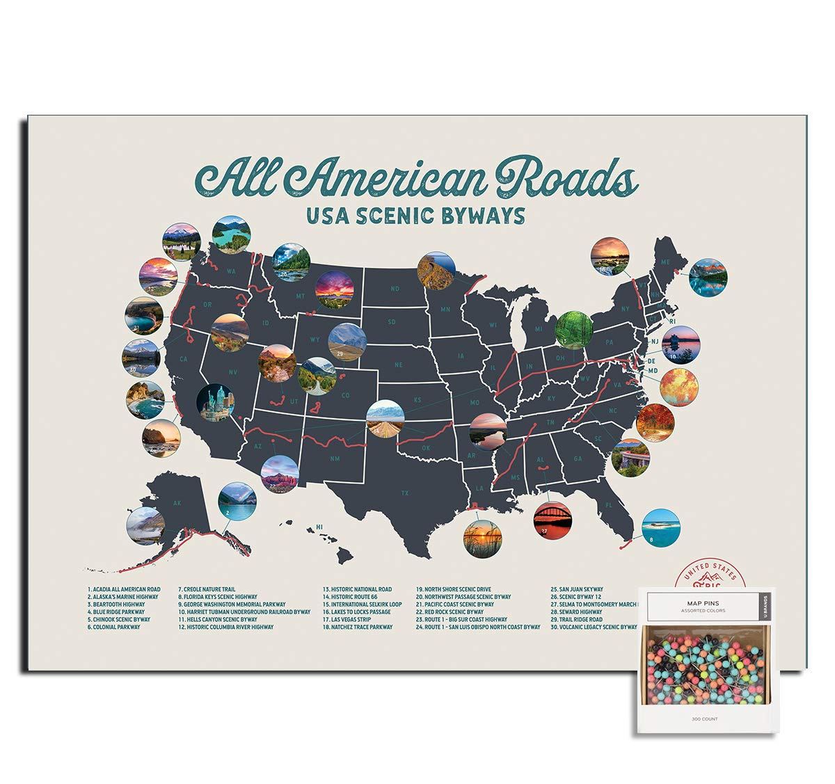 Epic Adventure Maps All American Road Trip Travel Map Push | Desertcart ...