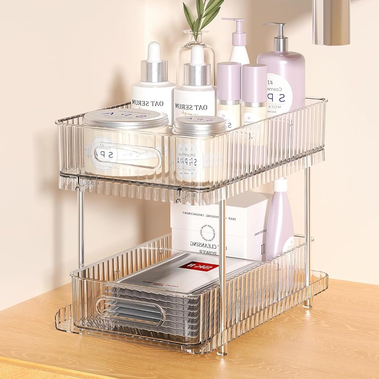 Amazon.com: 2-Tier Clear Organizer with Sliding Storage Drawers ...