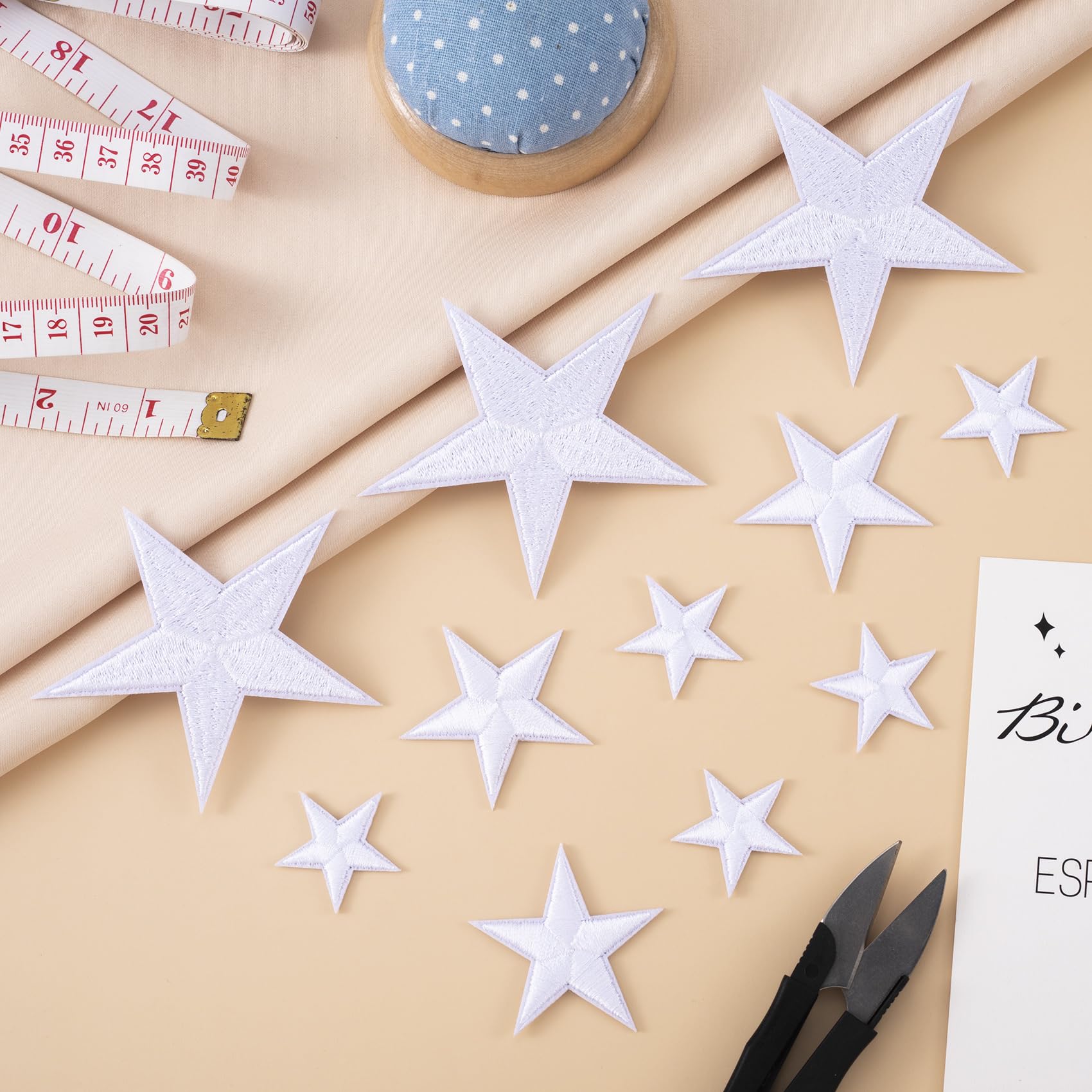 Snapklik.com : PAGOW 24pcs White Star Iron On Patches, Sew On ...