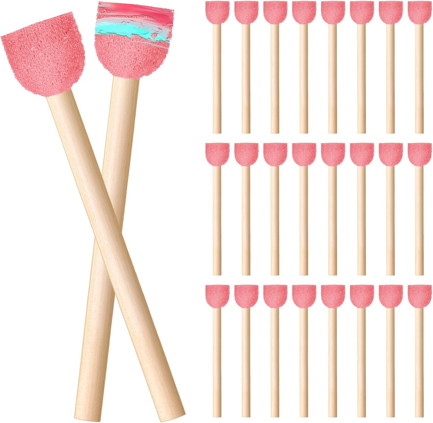 Amazon.com: 40 Pieces 0.6 Inch Round Sponge Foam Brush Set Paint Sponge ...
