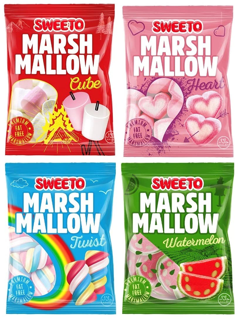 Sweeto Strawberry - Vanilla & Watermelon Flavored Marshmallows, Pack of ...