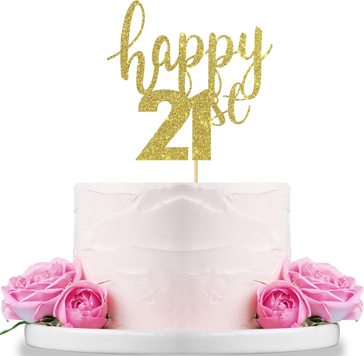 Amazon.com: Happy 21st Cake Topper for Cheers to 21 Years,Hello 21 ...