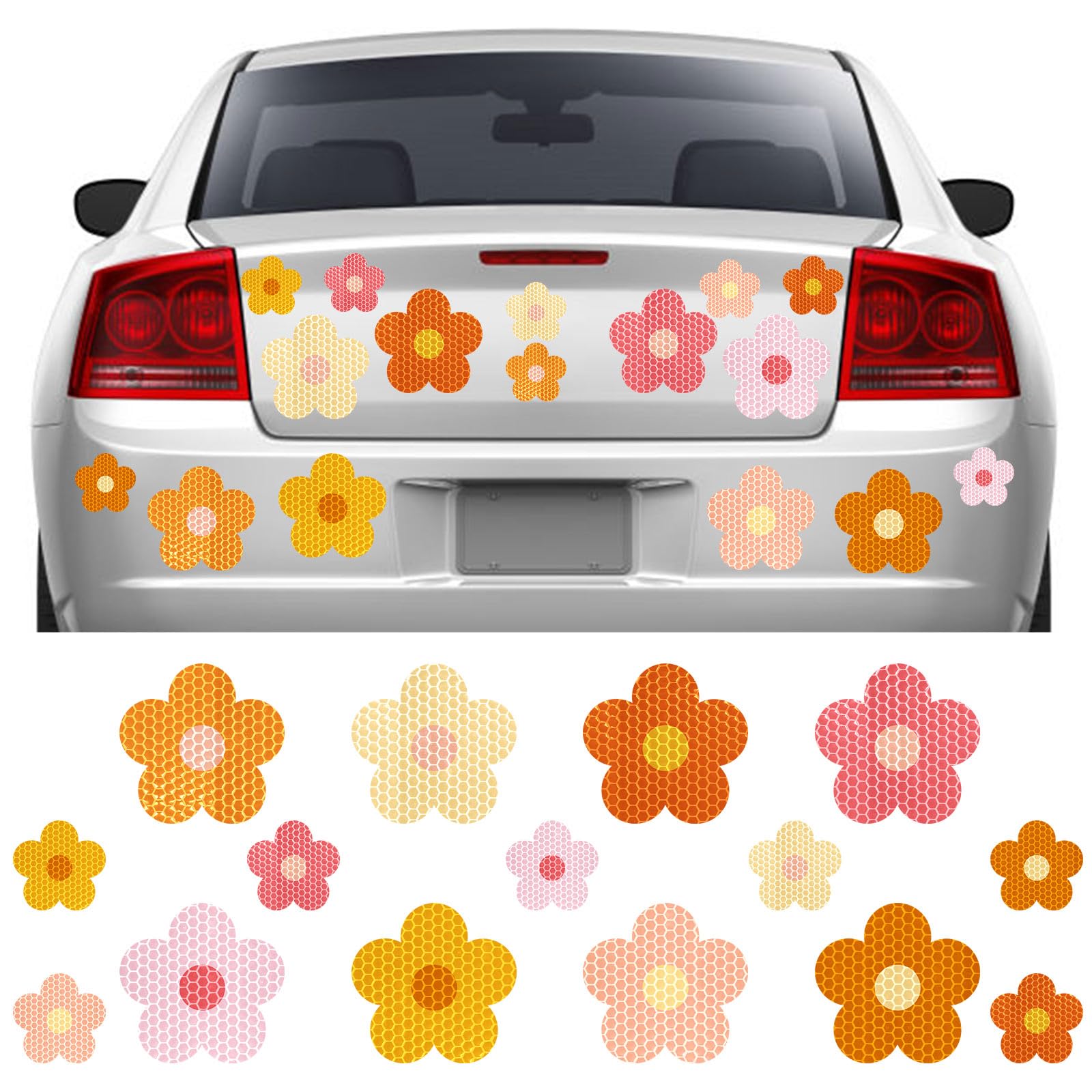 Amazon.com: AnyDesign 16Pcs Boho Flower Reflective Car Magnets Retro ...