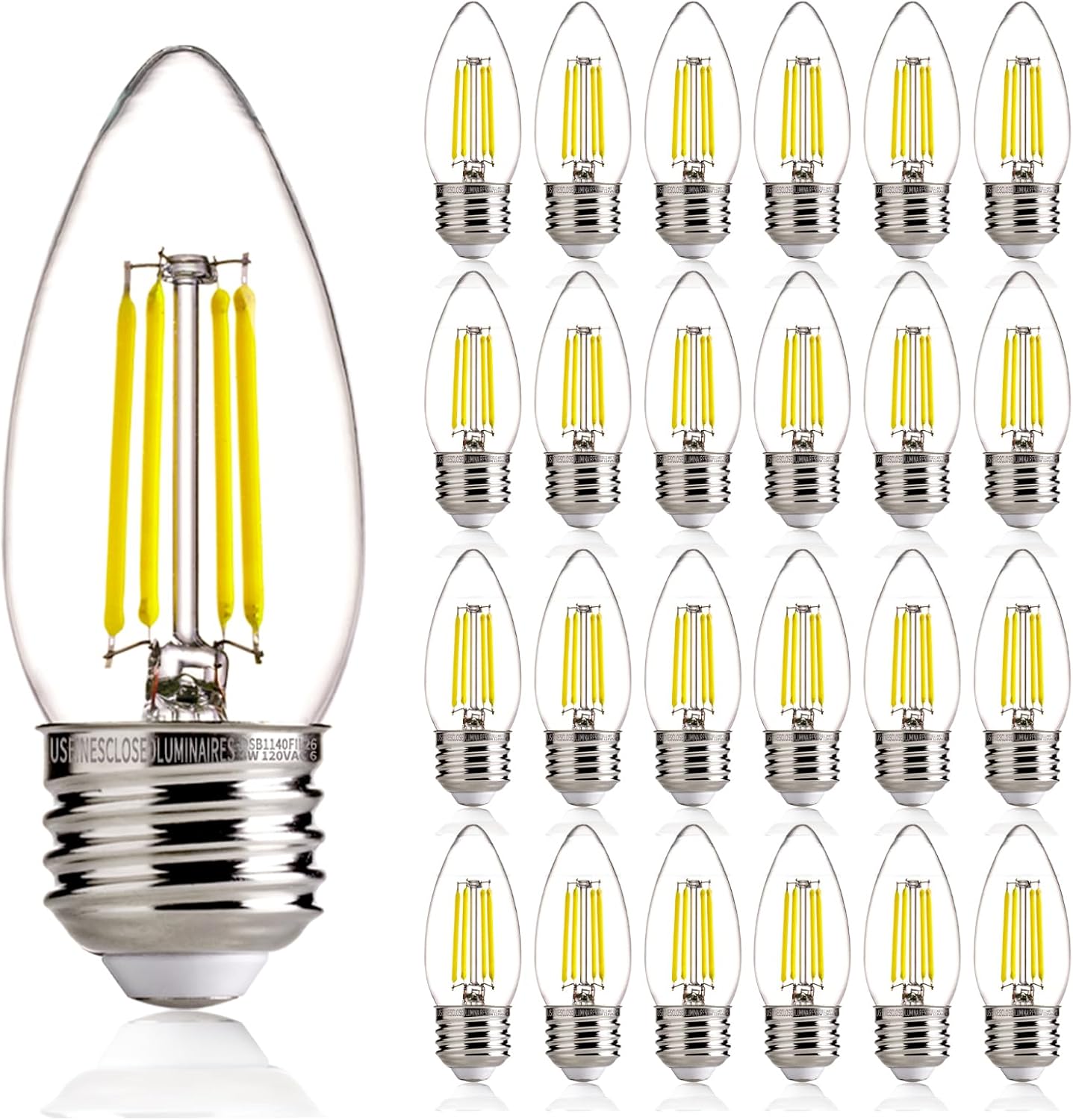 ALAMPEVER E26 LED Bulb 60 Watts, B11 Chandelier Light Bulbs, 5000K ...