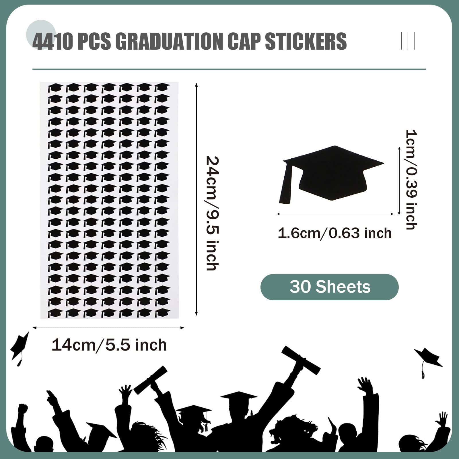 Snapklik.com : 4410 Pcs Graduation Cap Stickers Black Graduation Hat ...